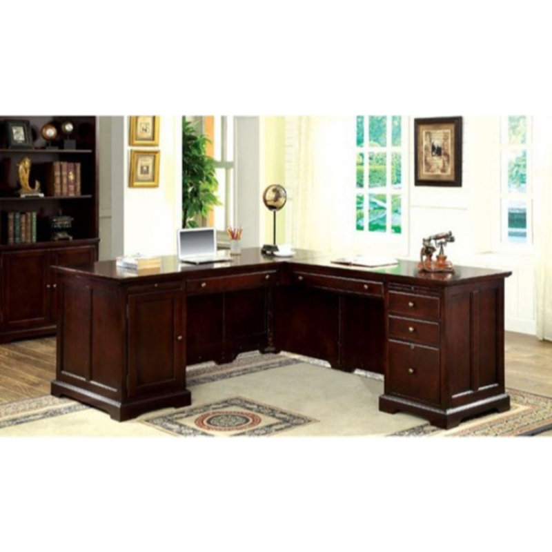 Charlton Home Waldorf Solid Wood L-Shape Executive Desk | Wayfair