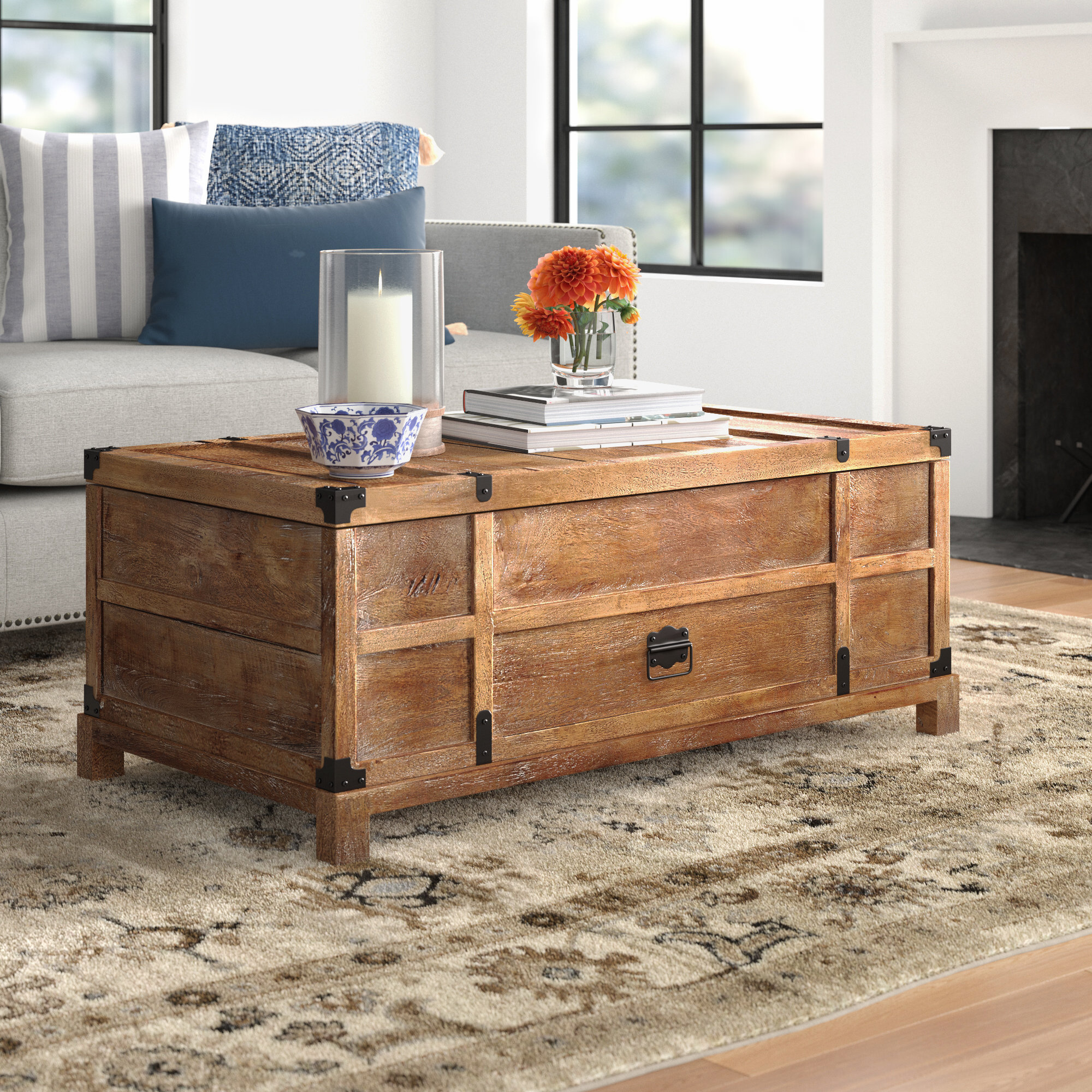 Three Posts™ Percival Solid Wood Lift Top Coffee Table with Storage ...