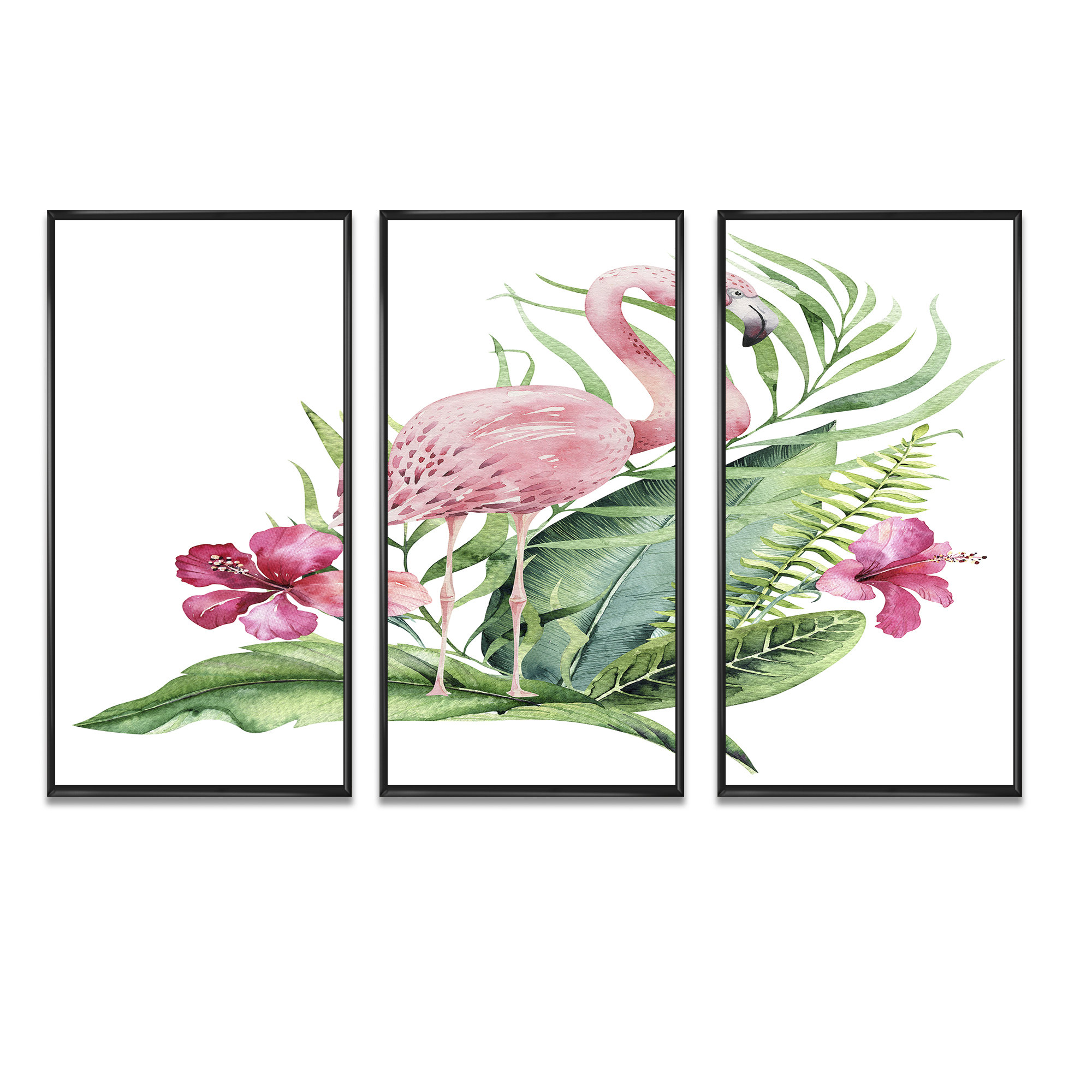 Bayou Breeze Flamingo With Exotic Foliage And Pink Flowers - 3 Piece ...