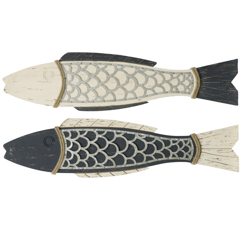 Millwood Pines 2 Piece Couple Fish Wood Wall Décor Set & Reviews | Wayfair