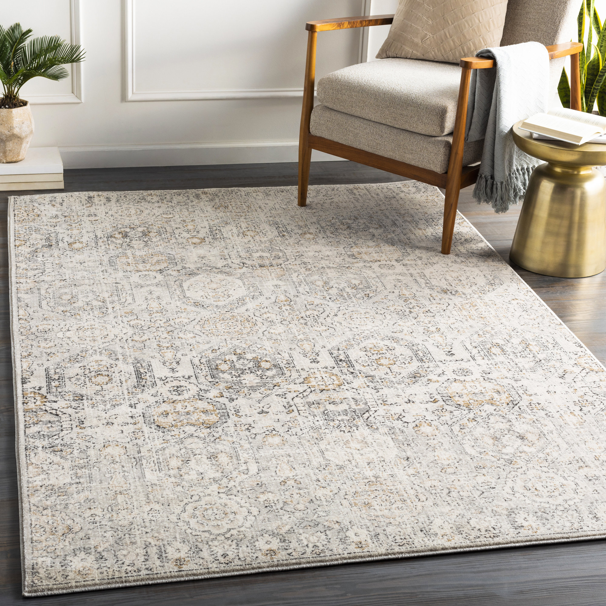Charlton Home® Peek Geometric Area Rug in Tan/Ivory & Reviews | Wayfair