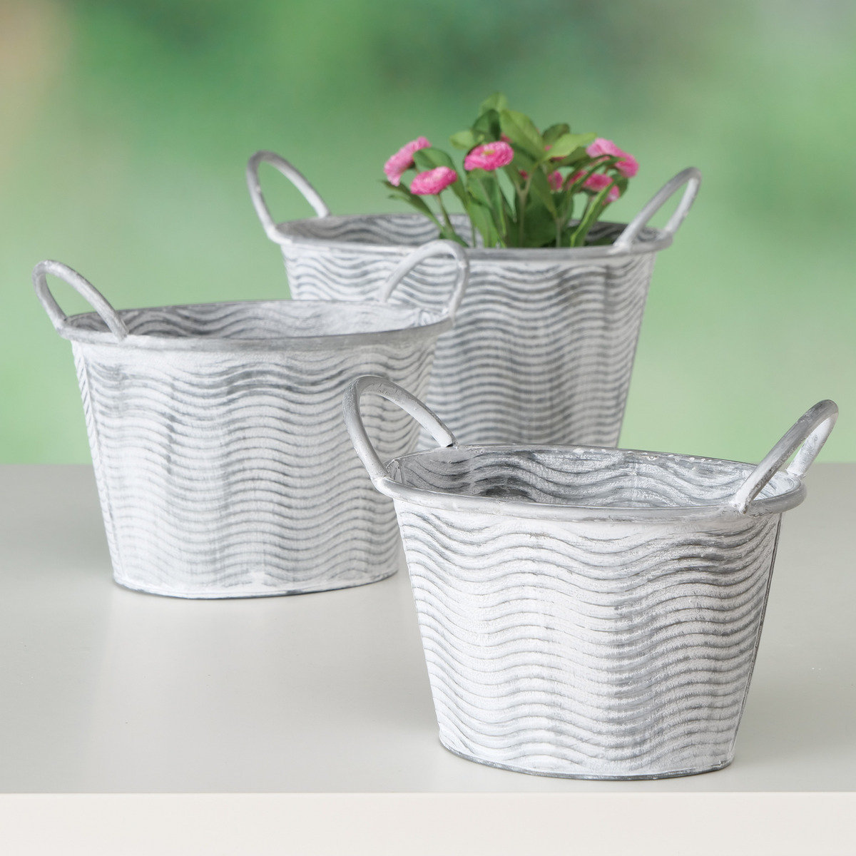 Gracie Oaks Tayisha 3-Piece Zinc Cachepot Set | Wayfair