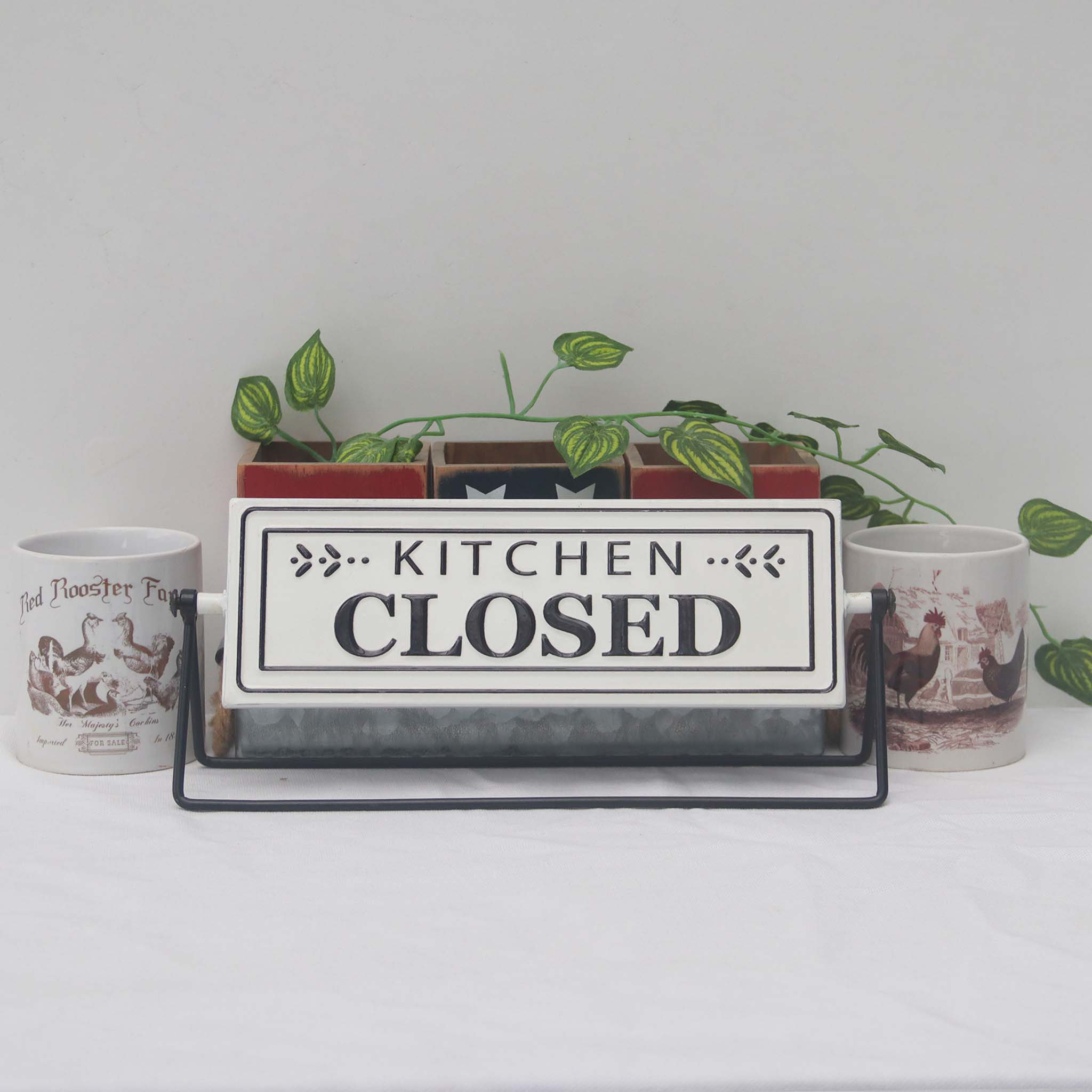 Gracie Oaks Terriance Embossed Metal Words Tabletop Sign Decor | Wayfair