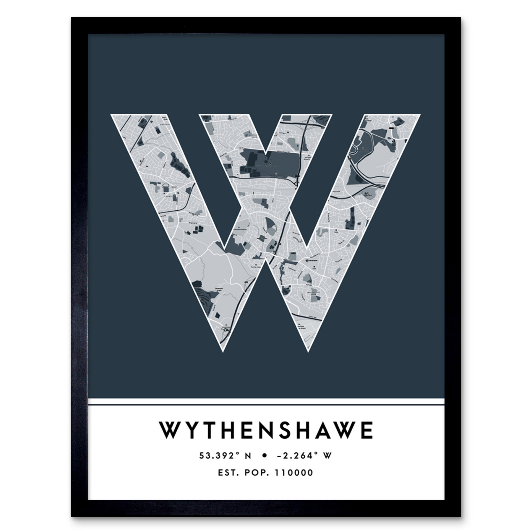 Wee Blue Coo Wythenshawe City Map Wythenshawe Navy by Wee Blue Coo ...