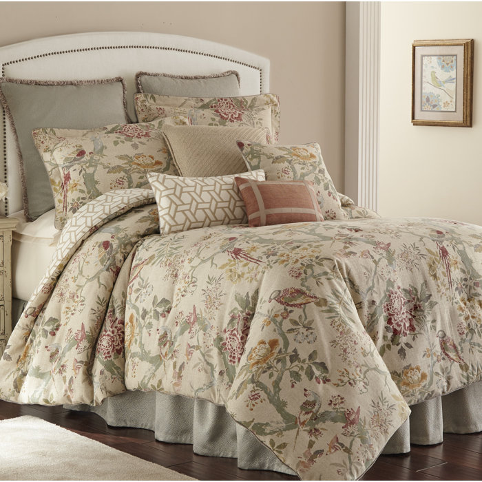 Rose Tree Biccari Beige Cotton Blend Reversible Farmhouse / Country ...