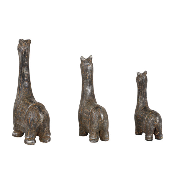 World Menagerie 3 Piece Leslee Carved Metal Llama Table Decor Figurine ...