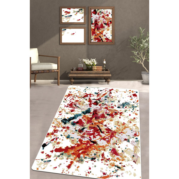 Bless international White/Red/Teal Rug | Wayfair