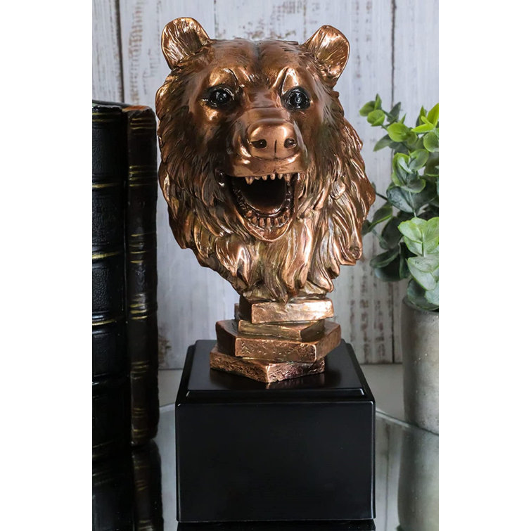Millwood Pines Hlavacek Roaring Bear Bust Figurine | Wayfair