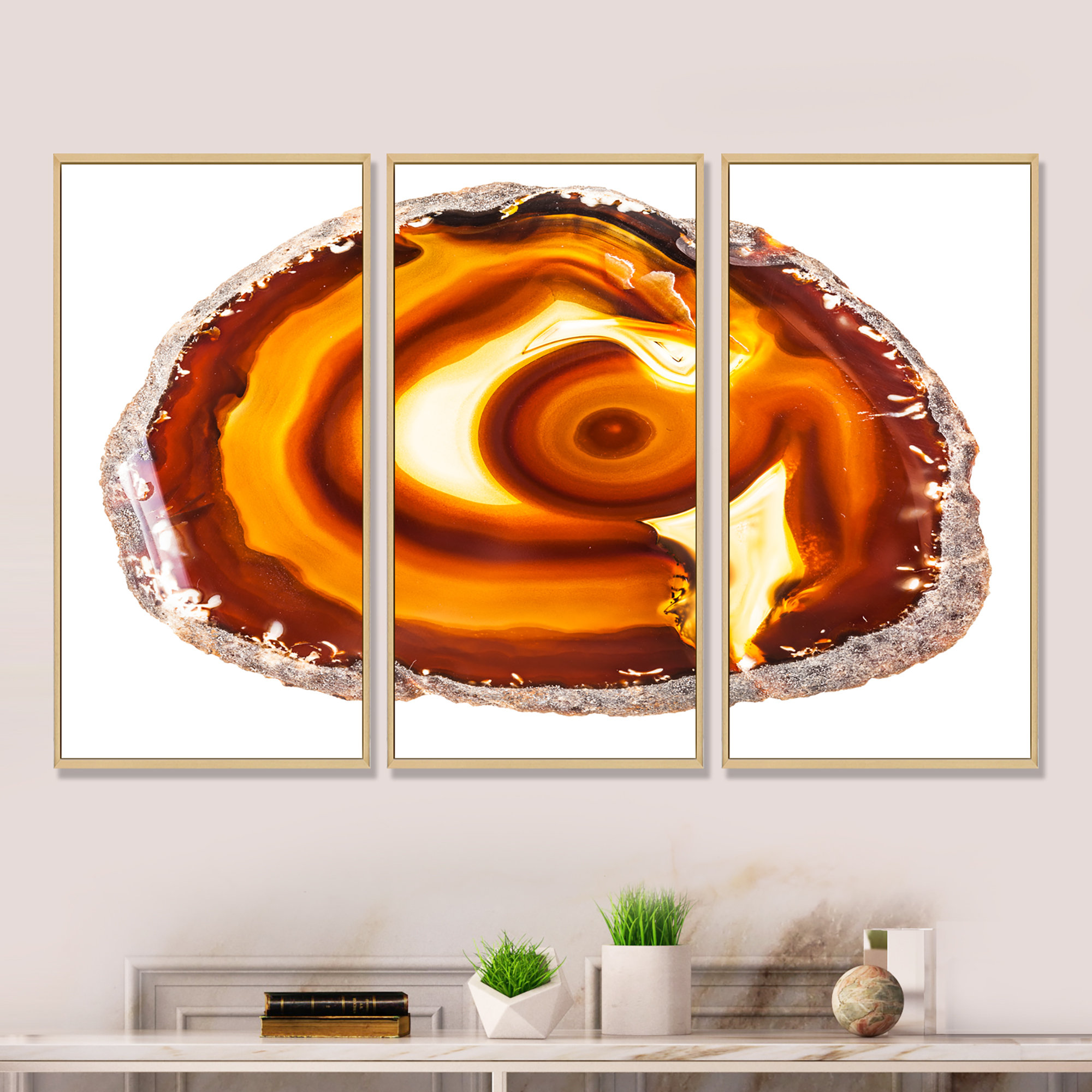 Mercer41 Vibrant Agate Geode Slice - 3 Piece Floater Frame Print on ...