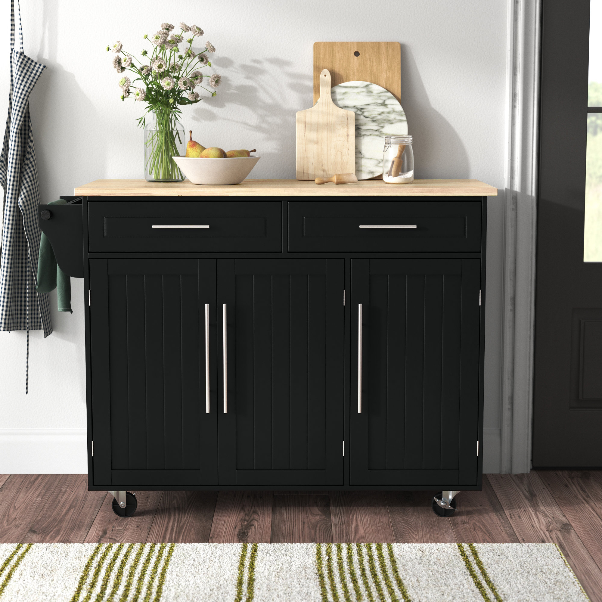 Lark Manor 48'' Kitchen Island with Solid Wood Top and Locking Wheels ...