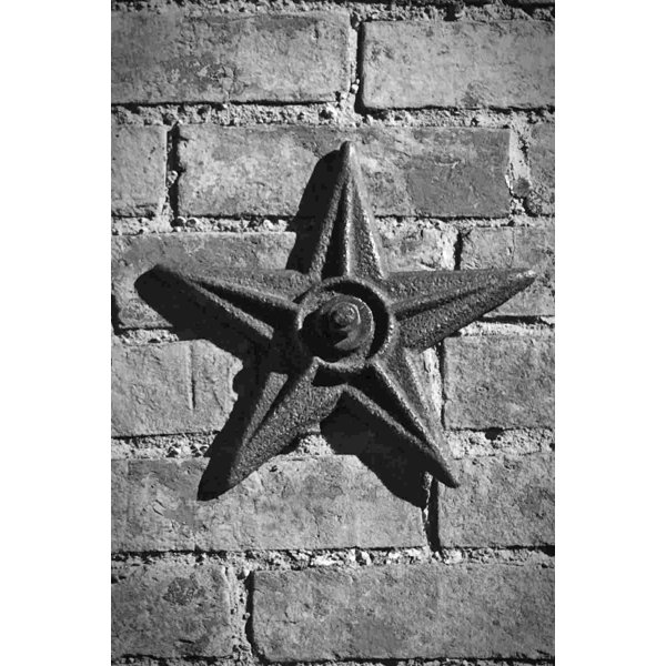 Union Rustic Grayscale Star On Brick Wall Photography - Wrapped Canvas ...