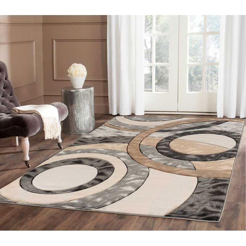 Wrought Studio Adonia Abstract Brown/Gray/Black Area Rug | Wayfair