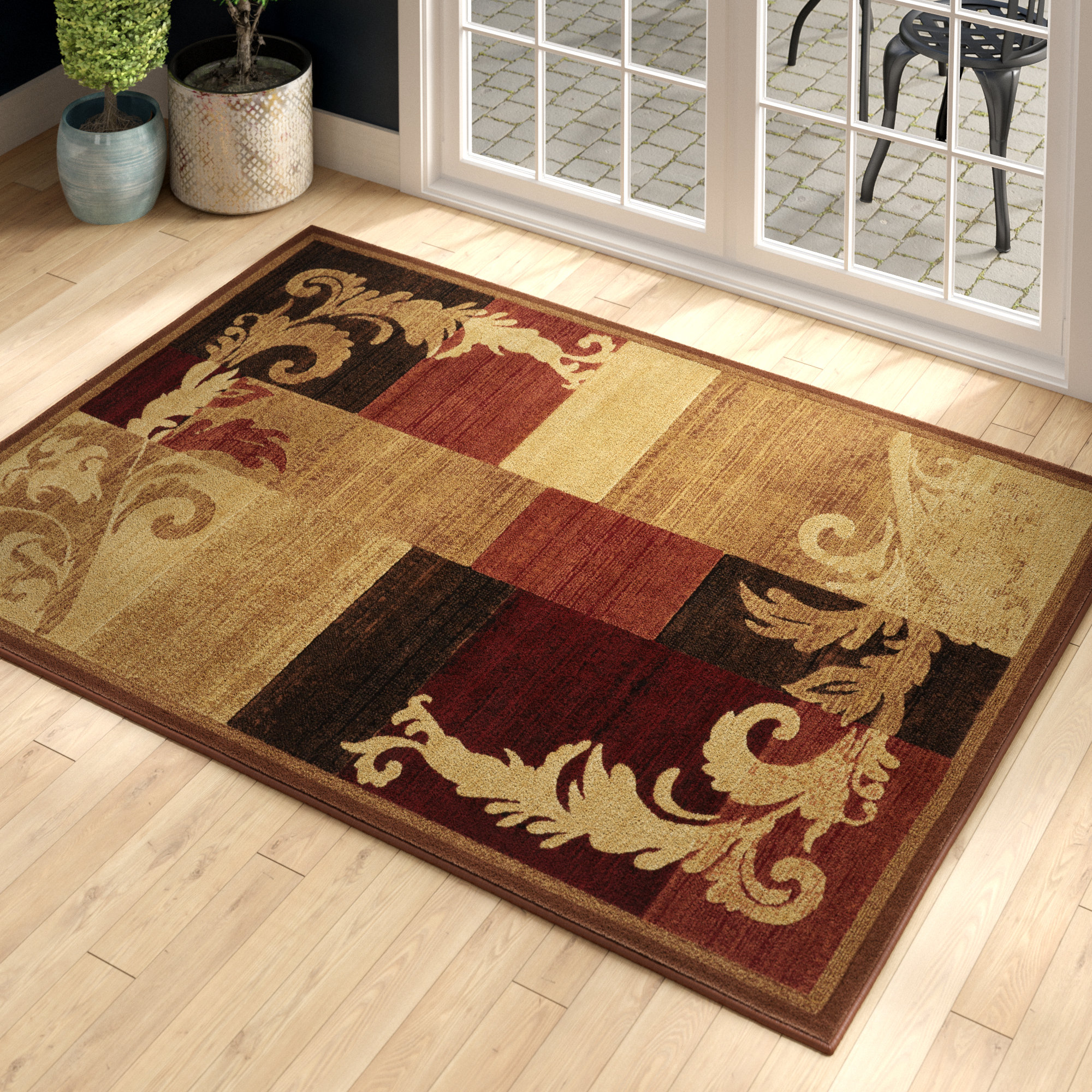 Fleur De Lis Living Esqueda Power Loom Performance Brown/Red Rug ...