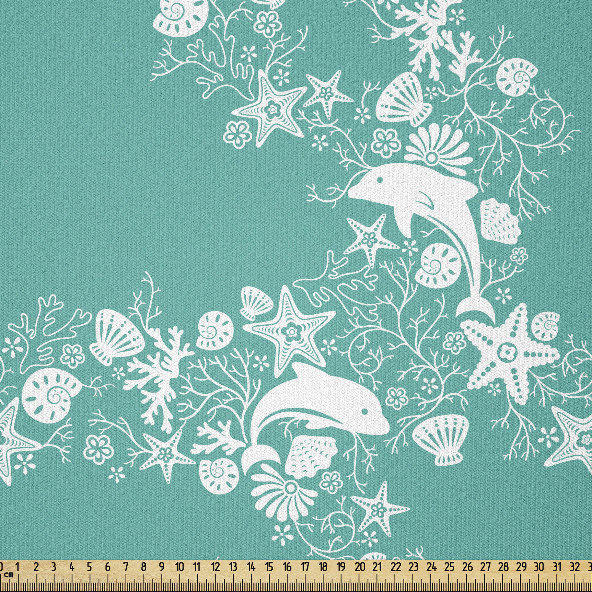 East Urban Home Sea Animals Fabric By The Yard, Dolphins Flowers Sea ...
