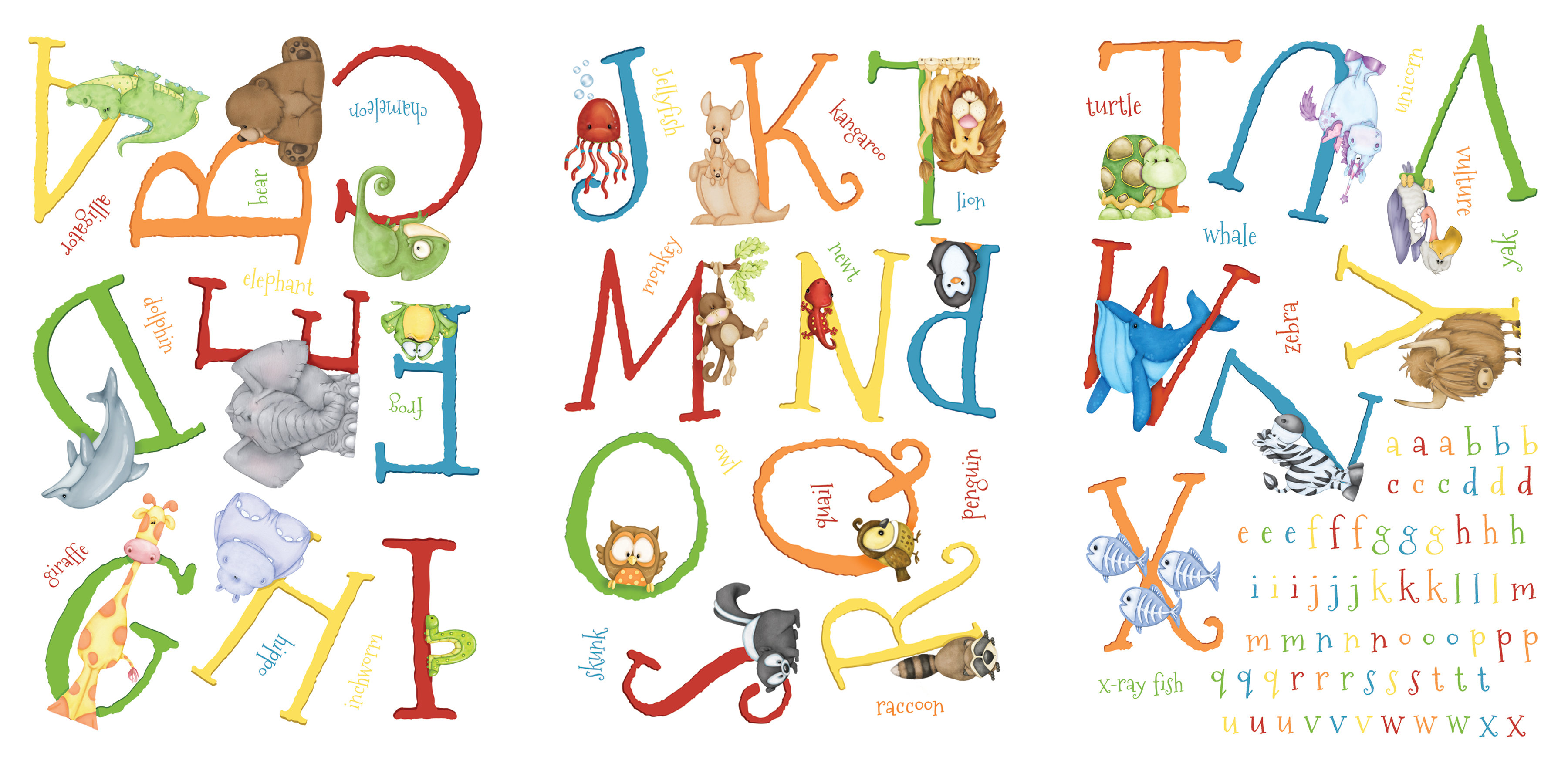 Borders Unlimited Alphabet Animals A-Z Super Jumbo 129 Piece Wall Decal ...
