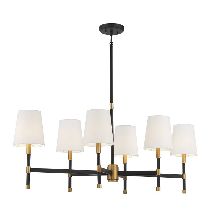 Ebern Designs Timiki 6-Light Linear Chandelier In Matte Black With Warm ...