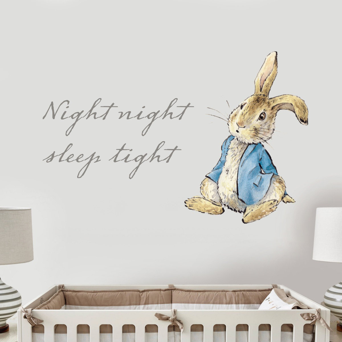 Themed Peter Rabbit Sitting Down & Night Night Sleep Tight Wall Sticker ...