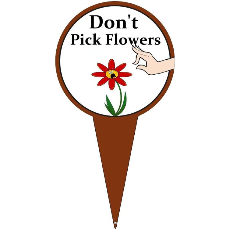 Trinx Don''t Pick Flowers Metal Yard Sign -Warning,Picking Flowers Is ...
