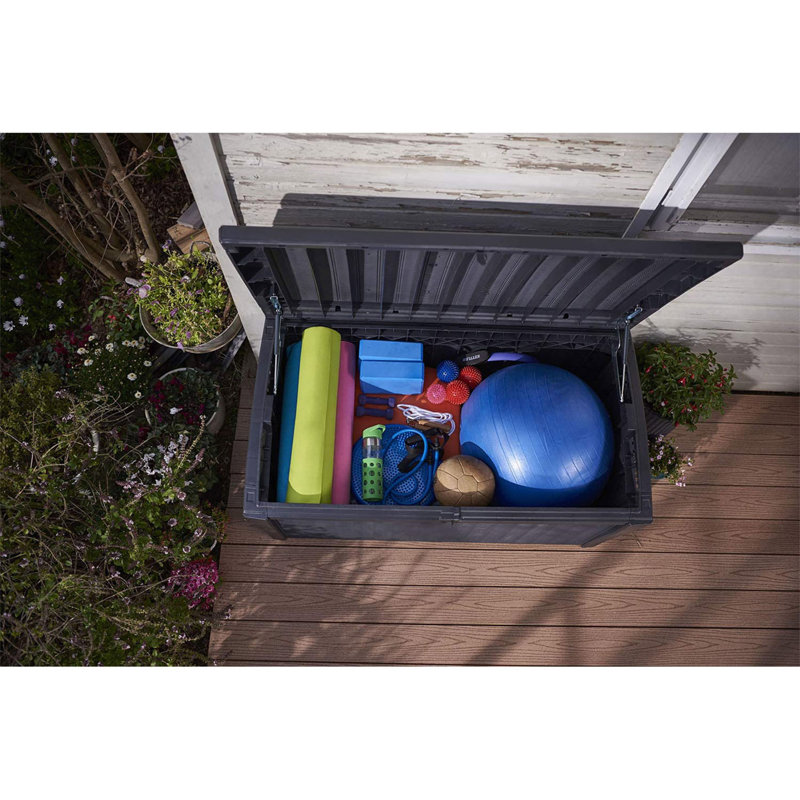 Keter Borneo 110 Gallon Rattan Wicker Resin Patio Deck Storage Box ...