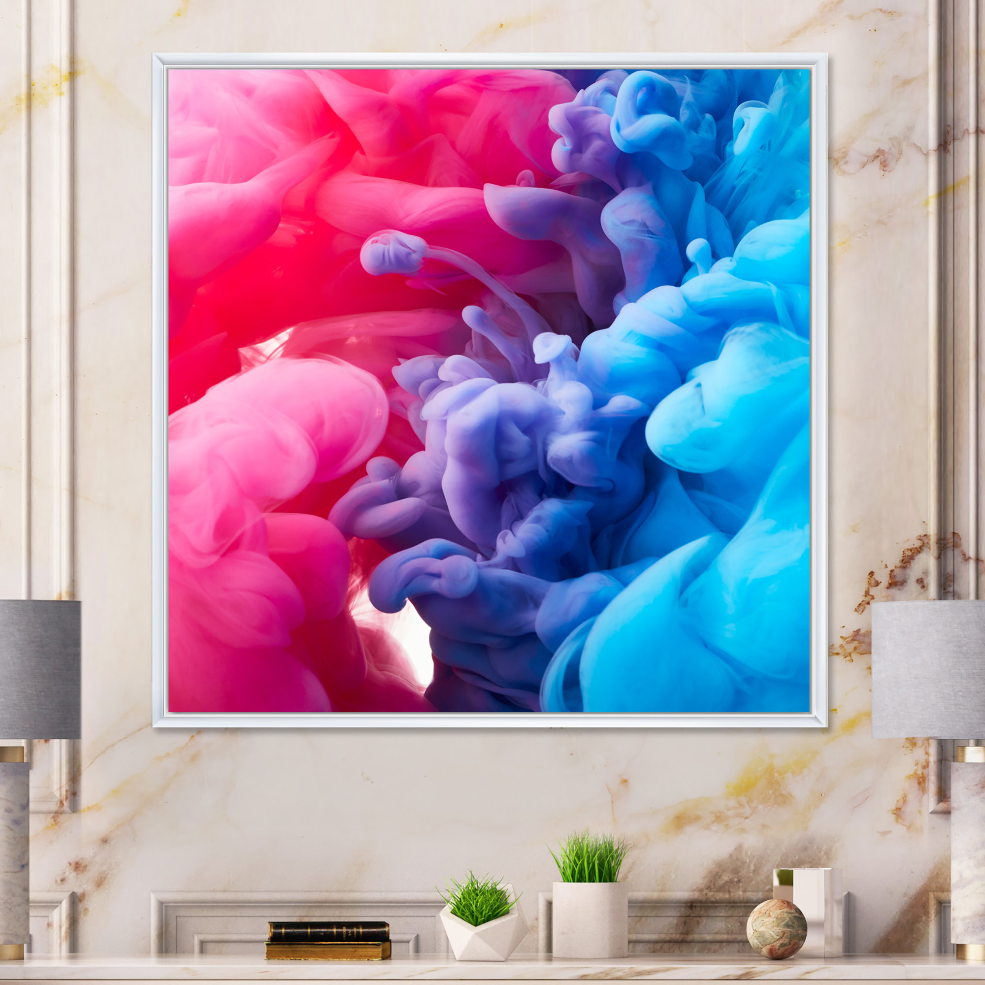 Wrought Studio Pink And Blue Fluid Ink Art Pink And Blue Fluid Ink Art ...