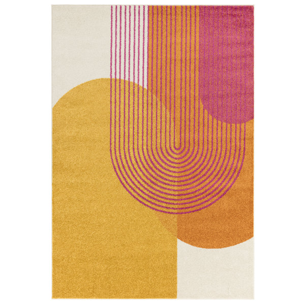 Ivy Bronx Muse Orange Retro Area Rug | Wayfair.co.uk