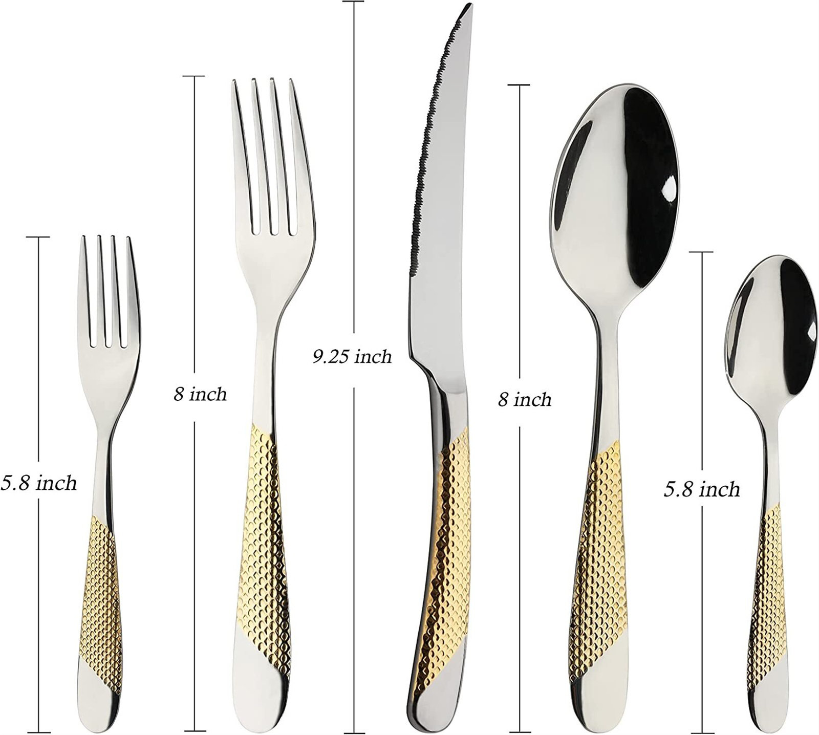 Everly Quinn 40-Piece Gold Silverware Set Stainless Steel Flatware Set ...