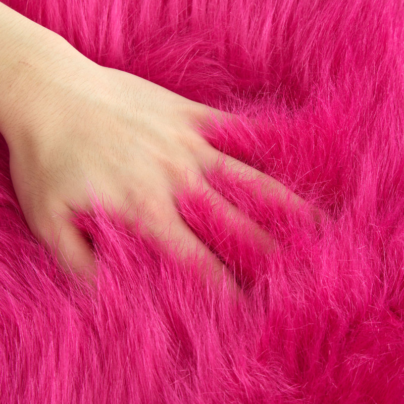 Everly Quinn Thurmont Faux Fur Pink Rug & Reviews | Wayfair