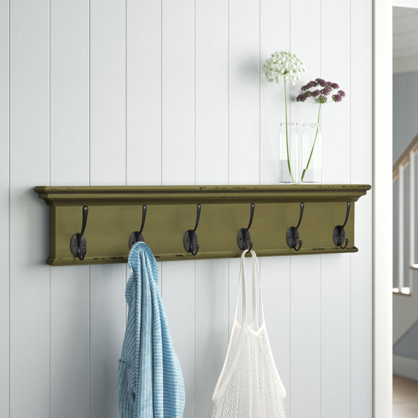 Home Decor Wall Decor Wall Mounted 6 Peg Hook Coat Rack With Shelf etna ...