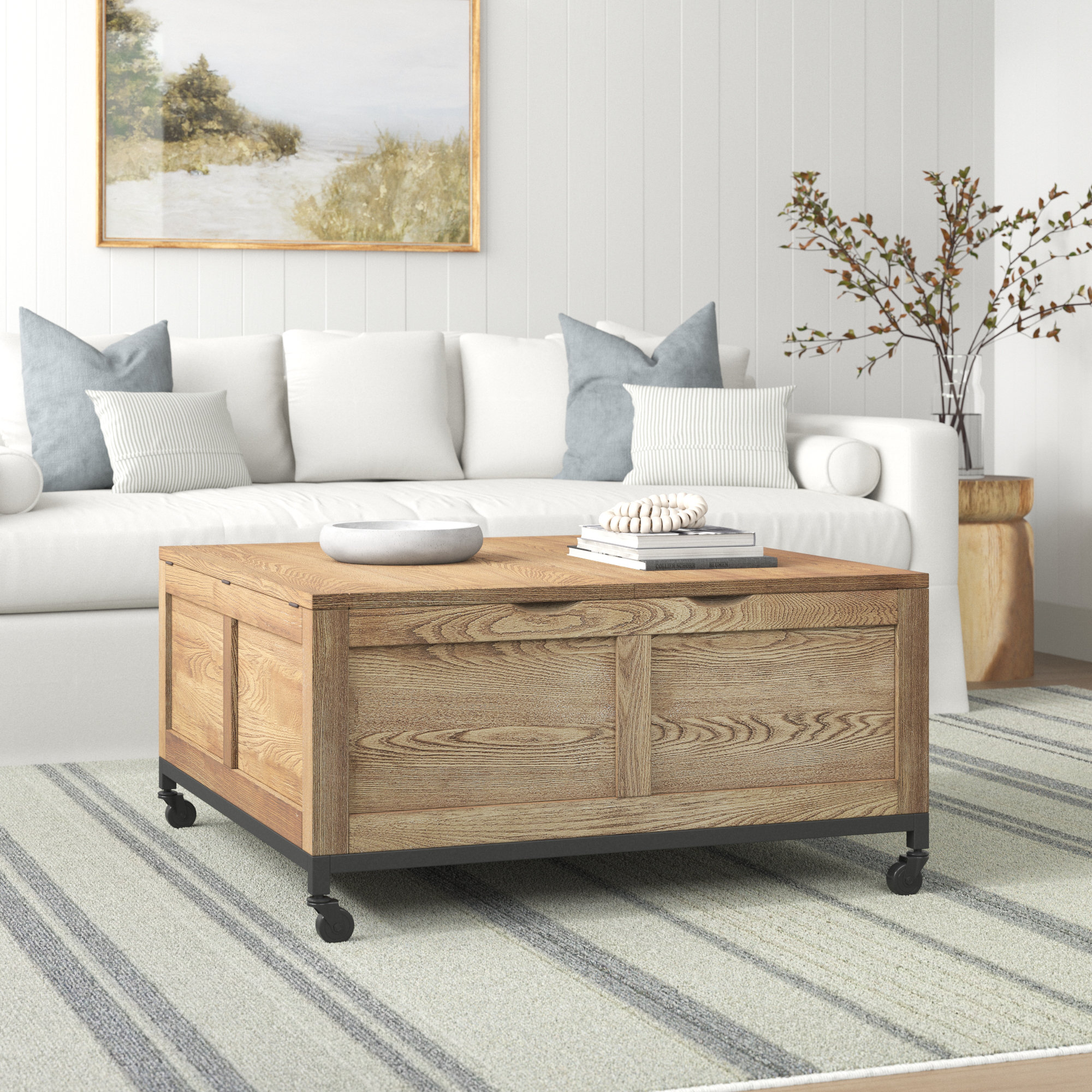 Sand & Stable Brunswick Wheel Coffee Table with Storage & Reviews | Wayfair