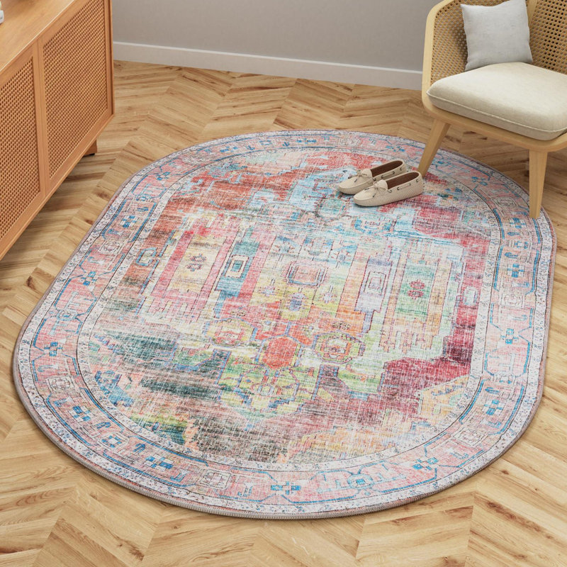Mistana™ Engle Oriental Beige/Pink/Blue Area Rug & Reviews | Wayfair