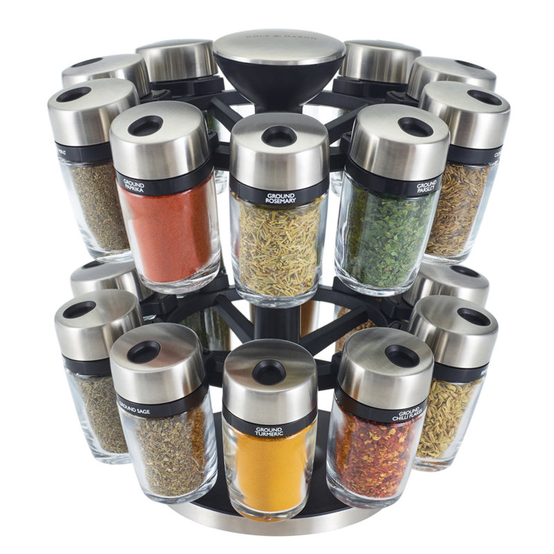 Symple Stuff Rotating Carousel 20-Jar Free-Standing Spice Rack ...