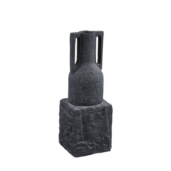 Union Rustic Mailey Black Cement Pot on Rough Base 2 Ears | Wayfair.co.uk
