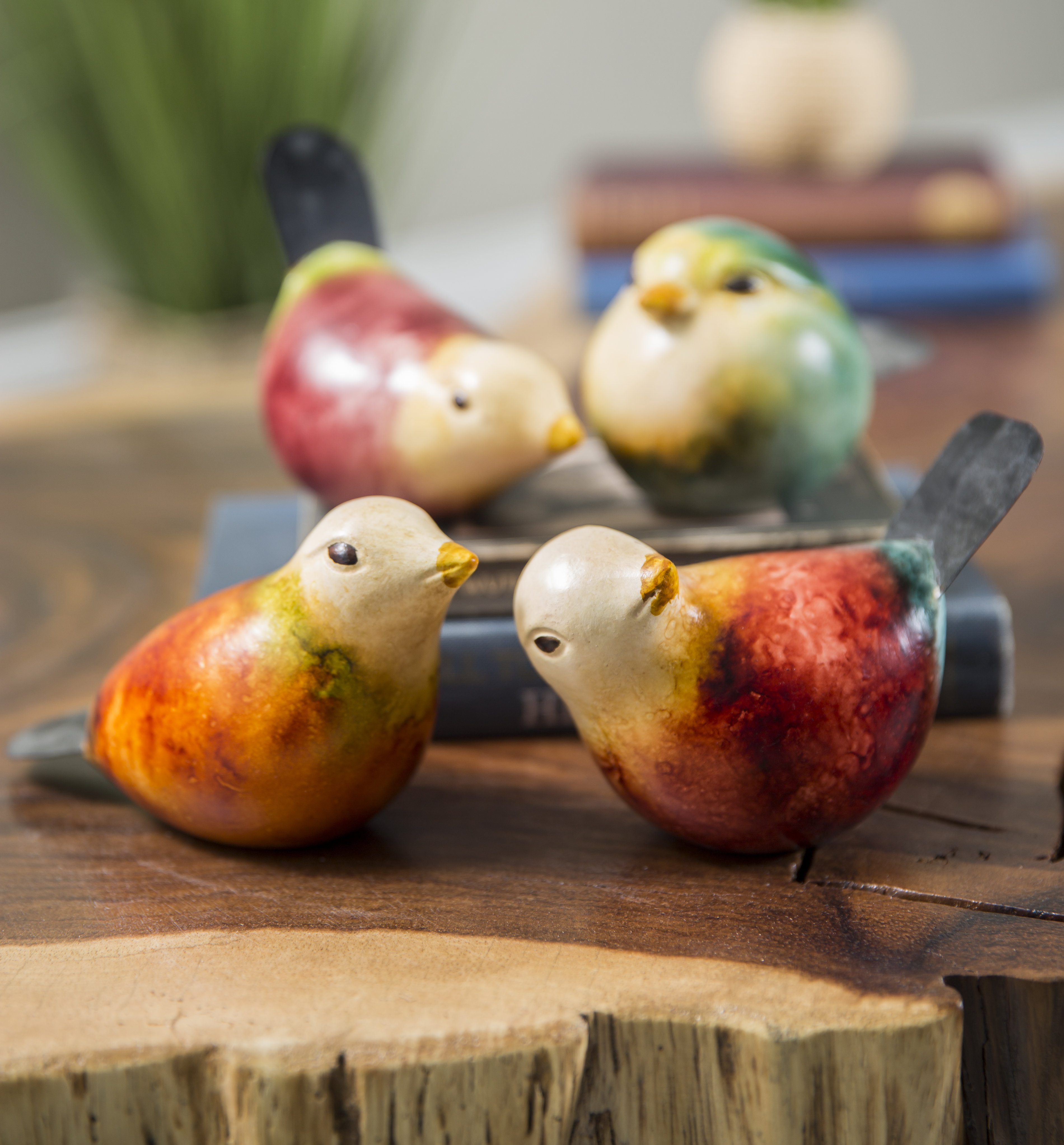 August Grove® 4 Piece Cecille Handmade Clay Ceramic Bird Figurine Set ...