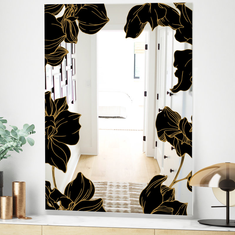 East Urban Home Botanical Obsidian Floral Glam Frameless Bathroom ...