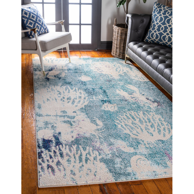 Bayou Breeze Esposito Animal Print Area Rug in Light Blue & Reviews ...