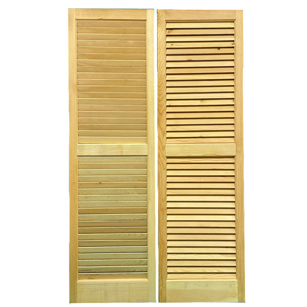 Cedar Green Solid Wood Louvered Shutter Pair & Reviews | Wayfair