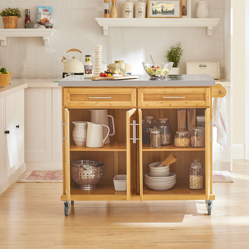 Brambly Cottage Kenwood 107Cm Wide Rolling Kitchen Trolley with ...