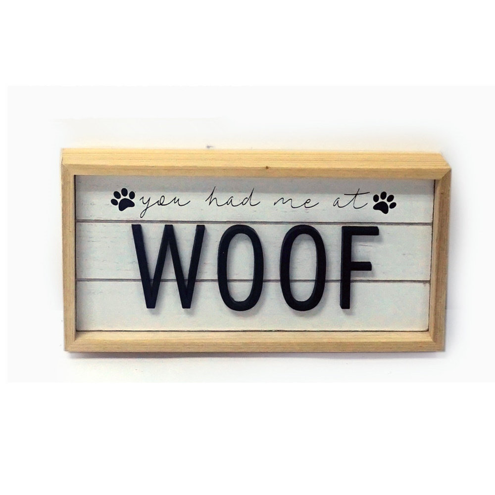 Gracie Oaks Woof Wood Sign | Wayfair