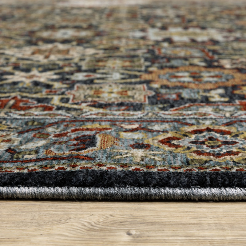 Langley Street Hovis Performance Blue/Brown Rug | Wayfair
