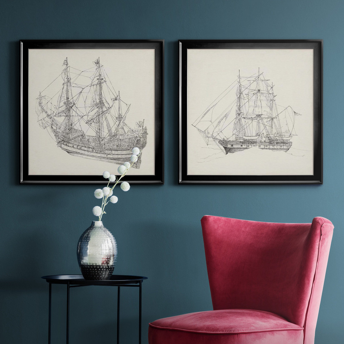 Breakwater Bay Antique Ship Sketch I - 2 Piece Picture Frame ...