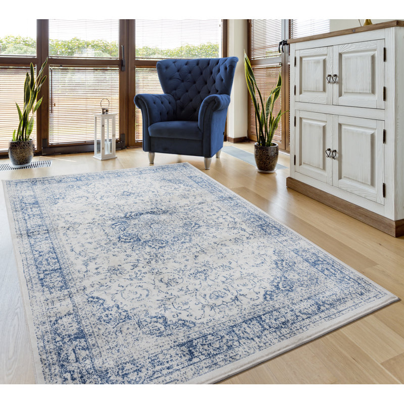 Charlton Home® Olander Denim Blue Area Rug & Reviews | Wayfair
