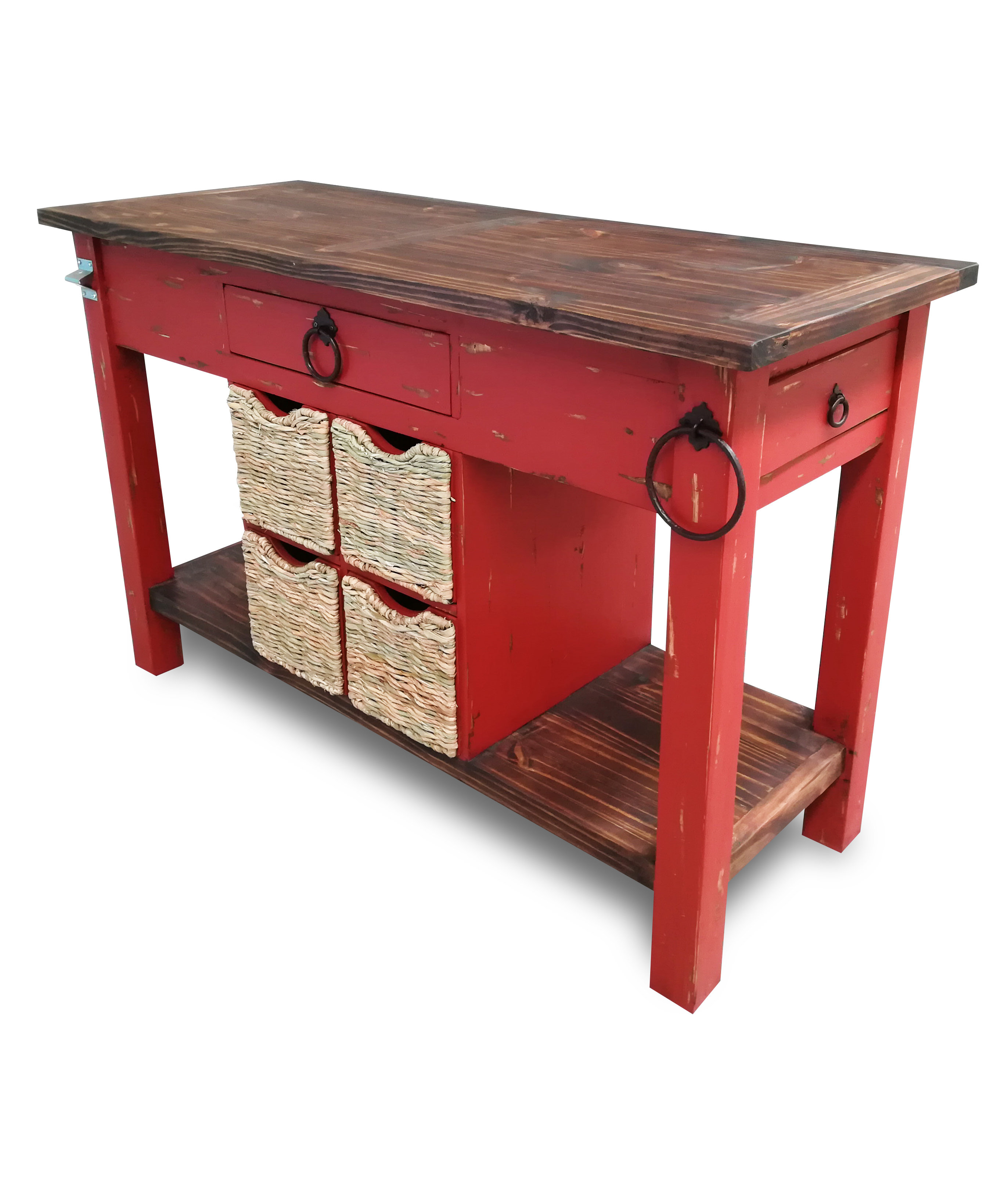 August Grove® Bruno 55'' Wide Rolling Kitchen Island with Solid Wood ...