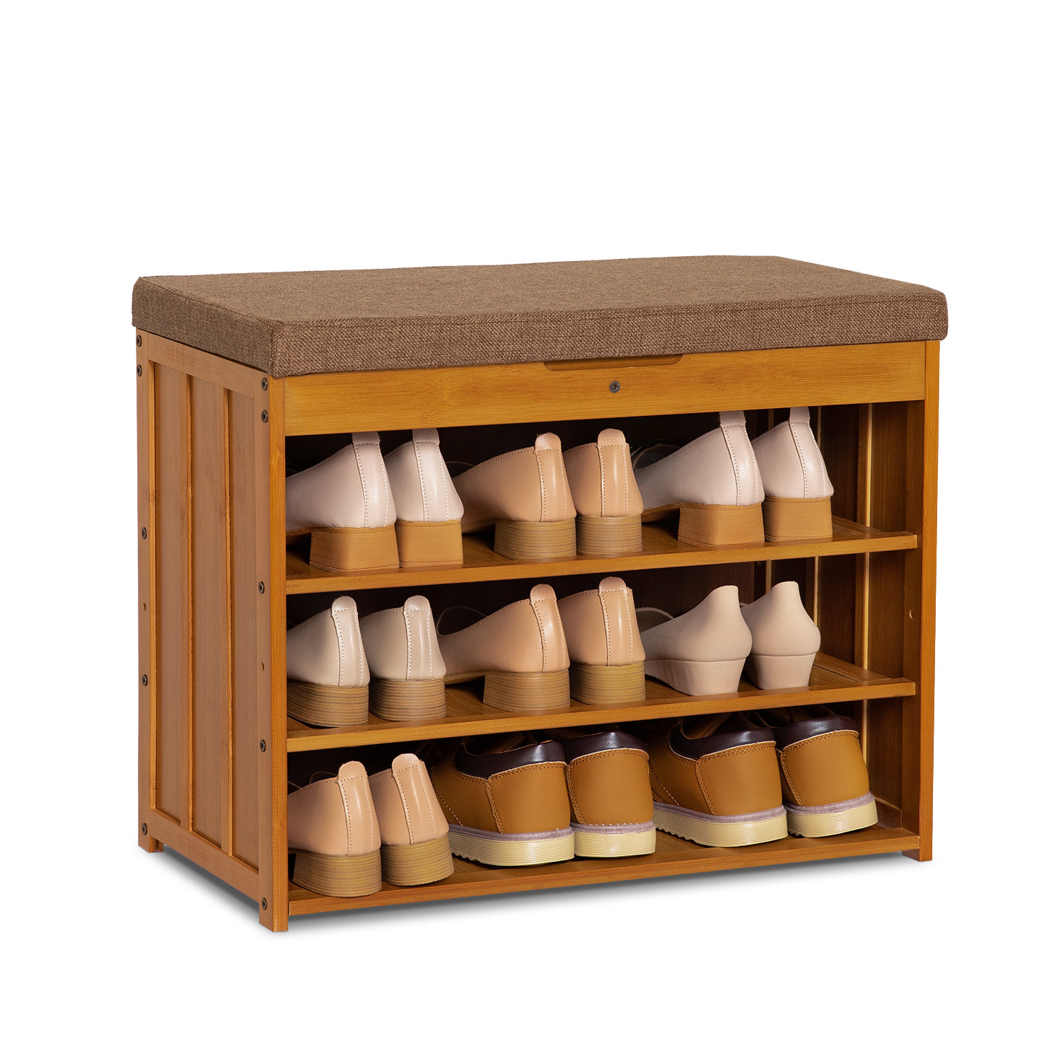 MoNiBloom 3 Tiers 9 Pairs Shoes Changing Stool Bench, Storage with ...