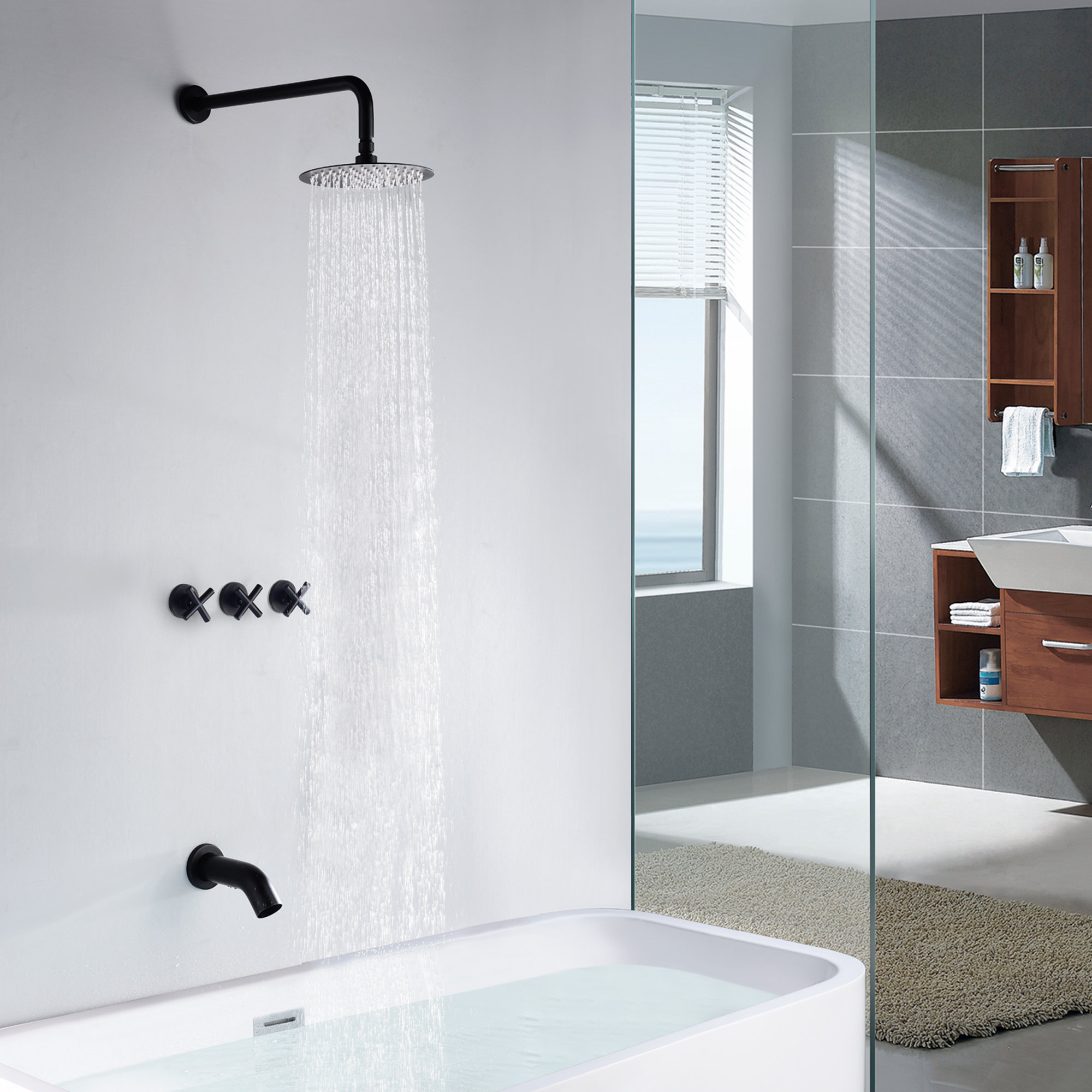 sumerain Tub and Shower Faucet with Rough-in Valve & Reviews | Wayfair