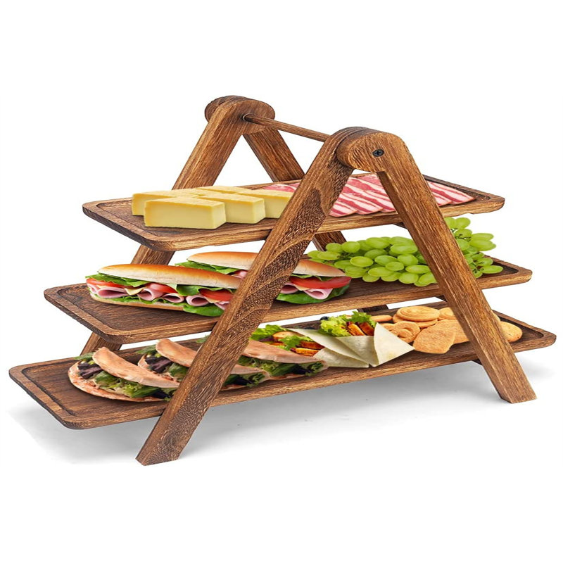 GreenwoodForever Wood 3 Tier Serving Tray Three Tie Serving Stand ...