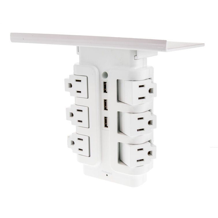 5 Star Super Deals Wall Power Rotating Outlet Shelf - 6 Rotating ...