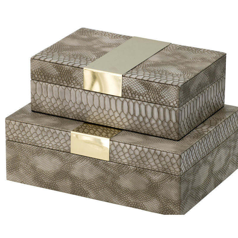 Willa Arlo Interiors Luella 2 Piece Banded Python Print Decorative Box ...
