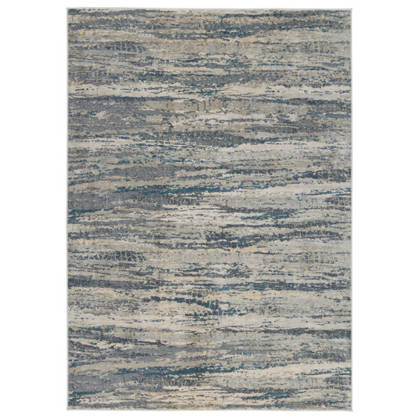 17 Stories Anomia Abstract Blue/ Taupe Rug | Wayfair