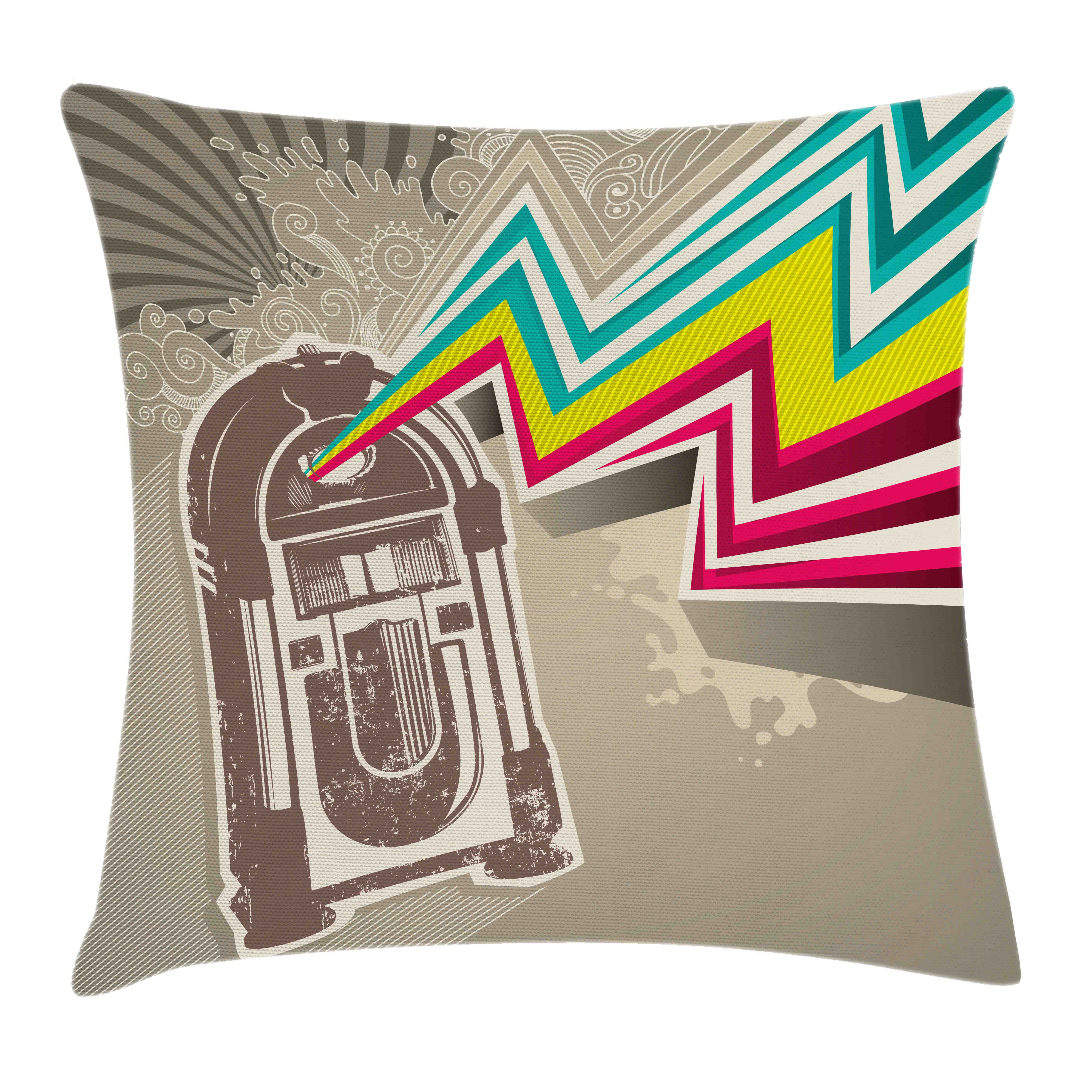 Ambesonne Retro Radio Party with Zig Zag Square Pillow Cover | Wayfair