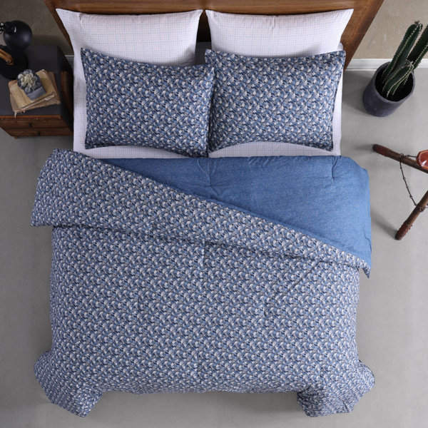 Wrangler Prarie Floral Blue/White 100% Cotton Reversible Comforter Set ...